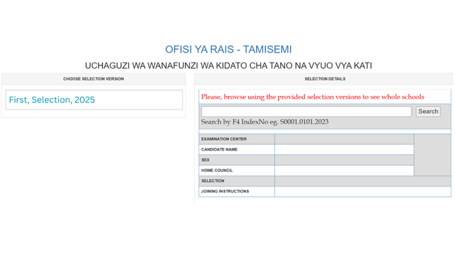 TAMISEMI Form Five Selection 2025/2026 – Majina ya Waliochaguliwa ...